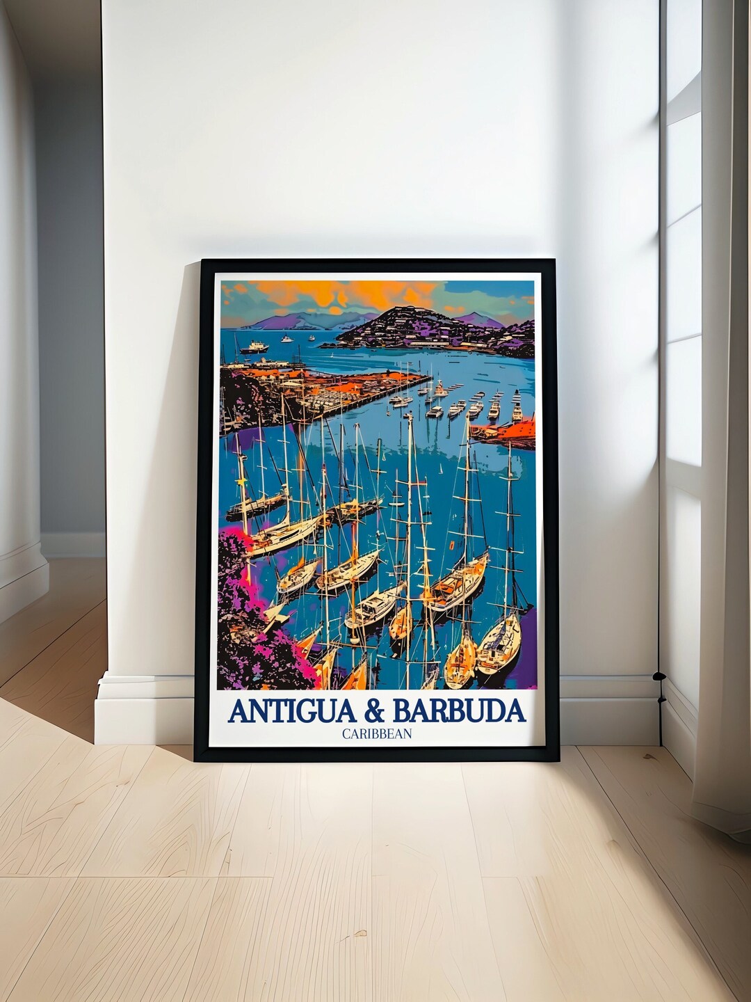Antigua and Barbuda Travel Print - English Harbour and Nelsos Dockyard ...