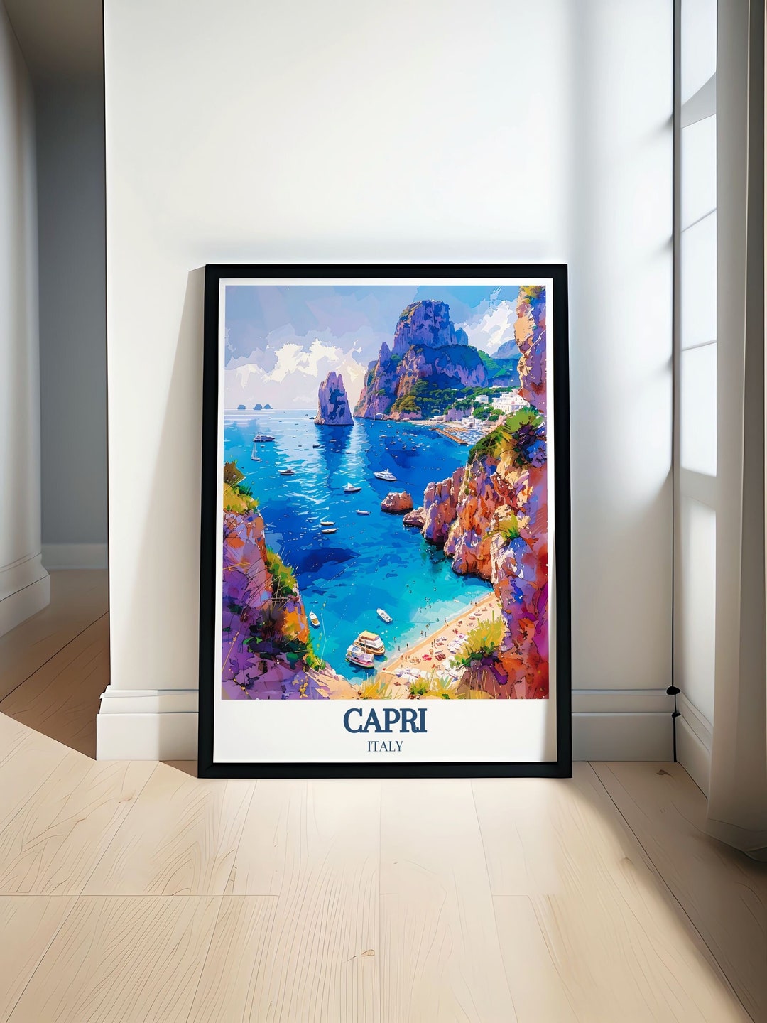 Capri Travel Poster - Faraglioni Rocks Home Decor - Marina Piccola ...