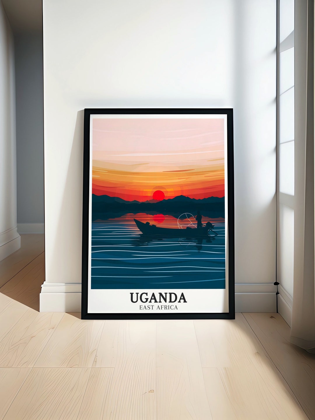 Uganda Poster - Framed Lake Victoria Print - the Rwenzori Mountains ...