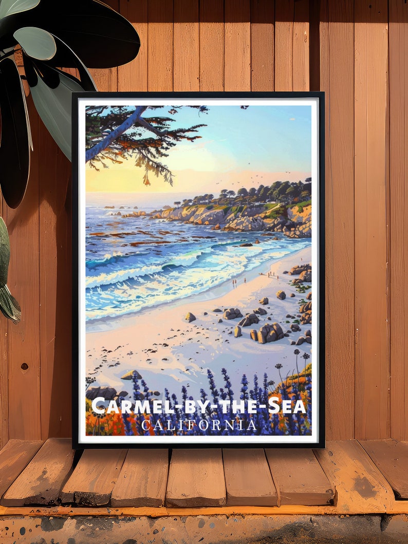 Carmel by the Sea Travel Poster - Carmel Beach Travel Print ...