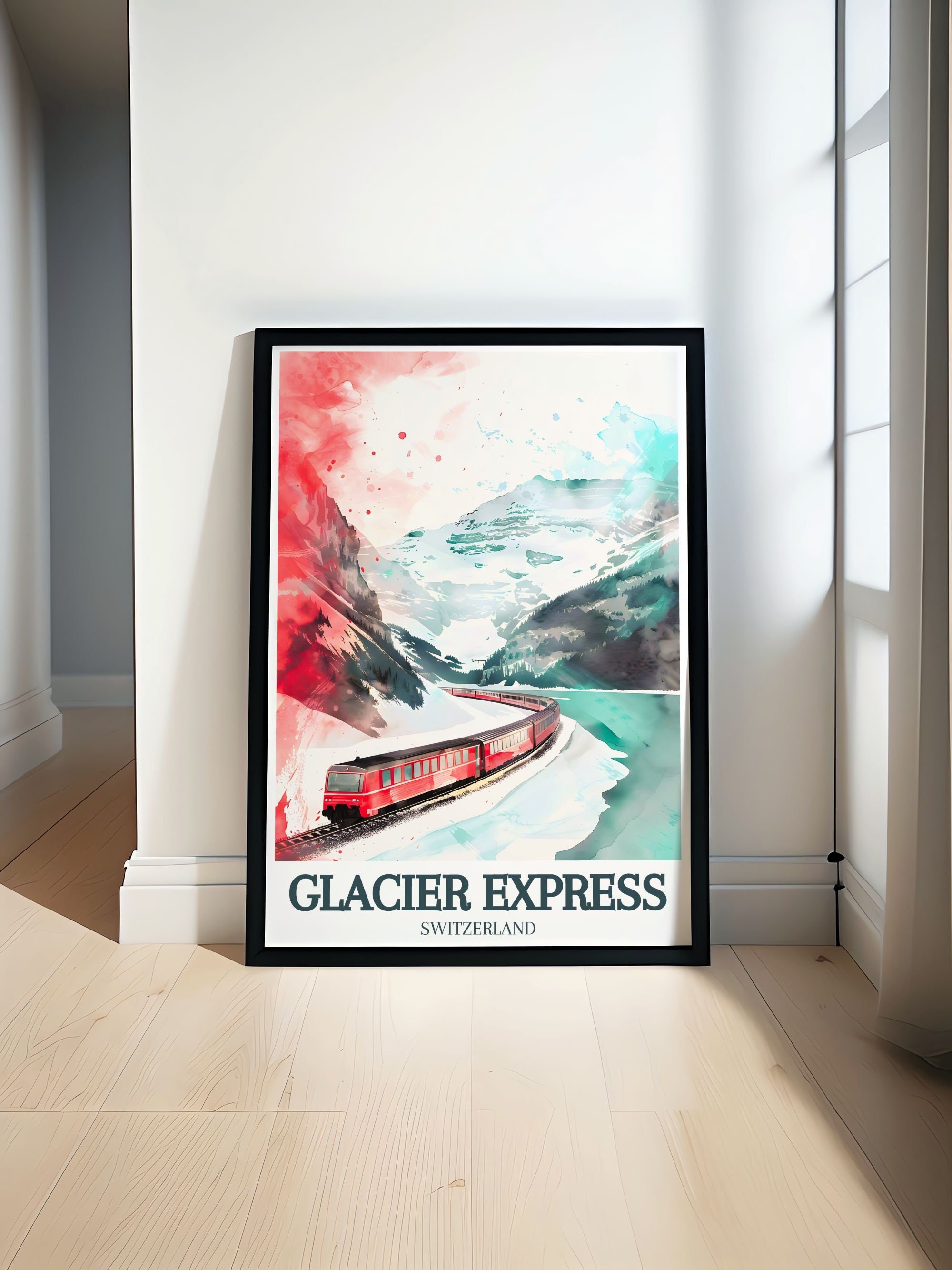 Glacier Express Train Travel Poster Oberalp Pass Art Glacier Express ...