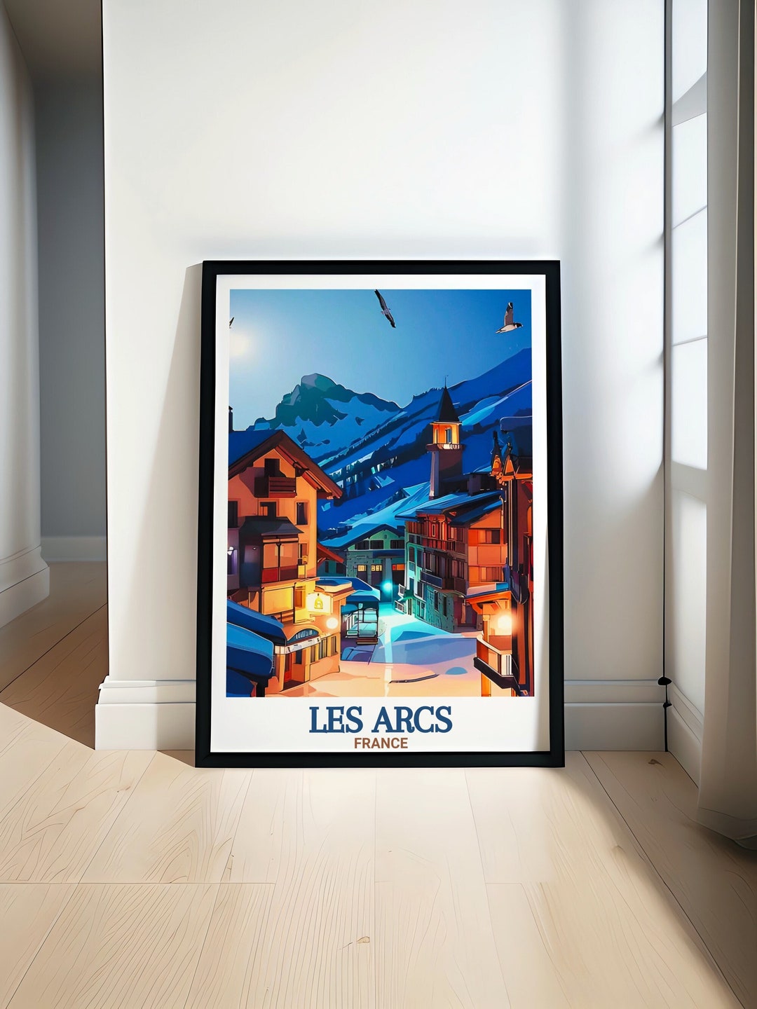 Les Arcs Poster - Framed Les Arcs 1950 Village Ski Resort Print - Les ...
