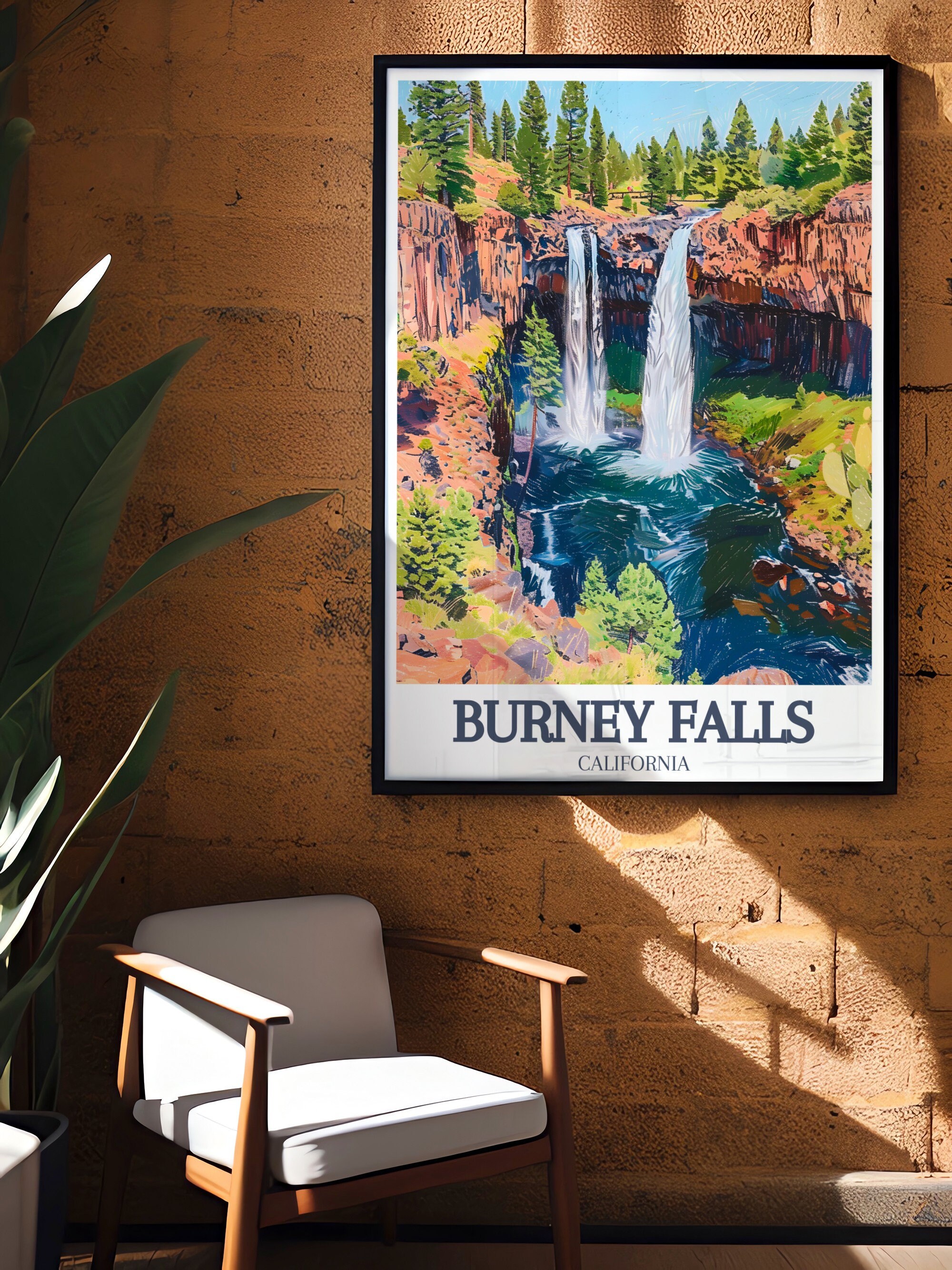 Burney Falls Travel Poster Burney Falls and Pacific Crest Trail With ...