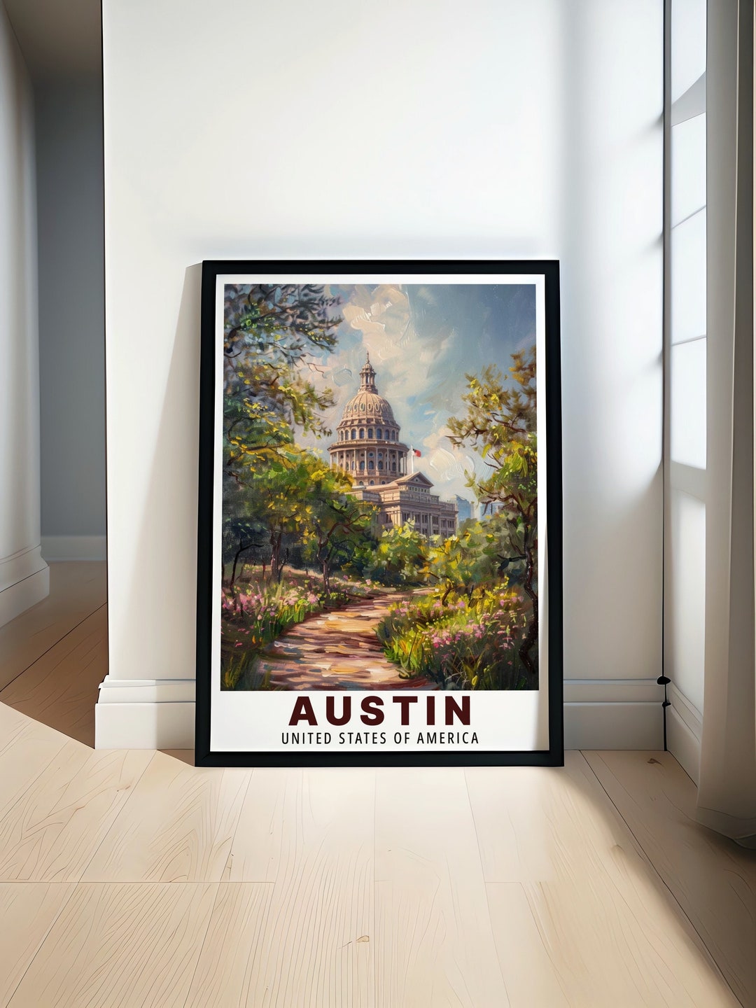 Austin Poster- Texas State Capitol Print- Austin Artwork - Texas State ...