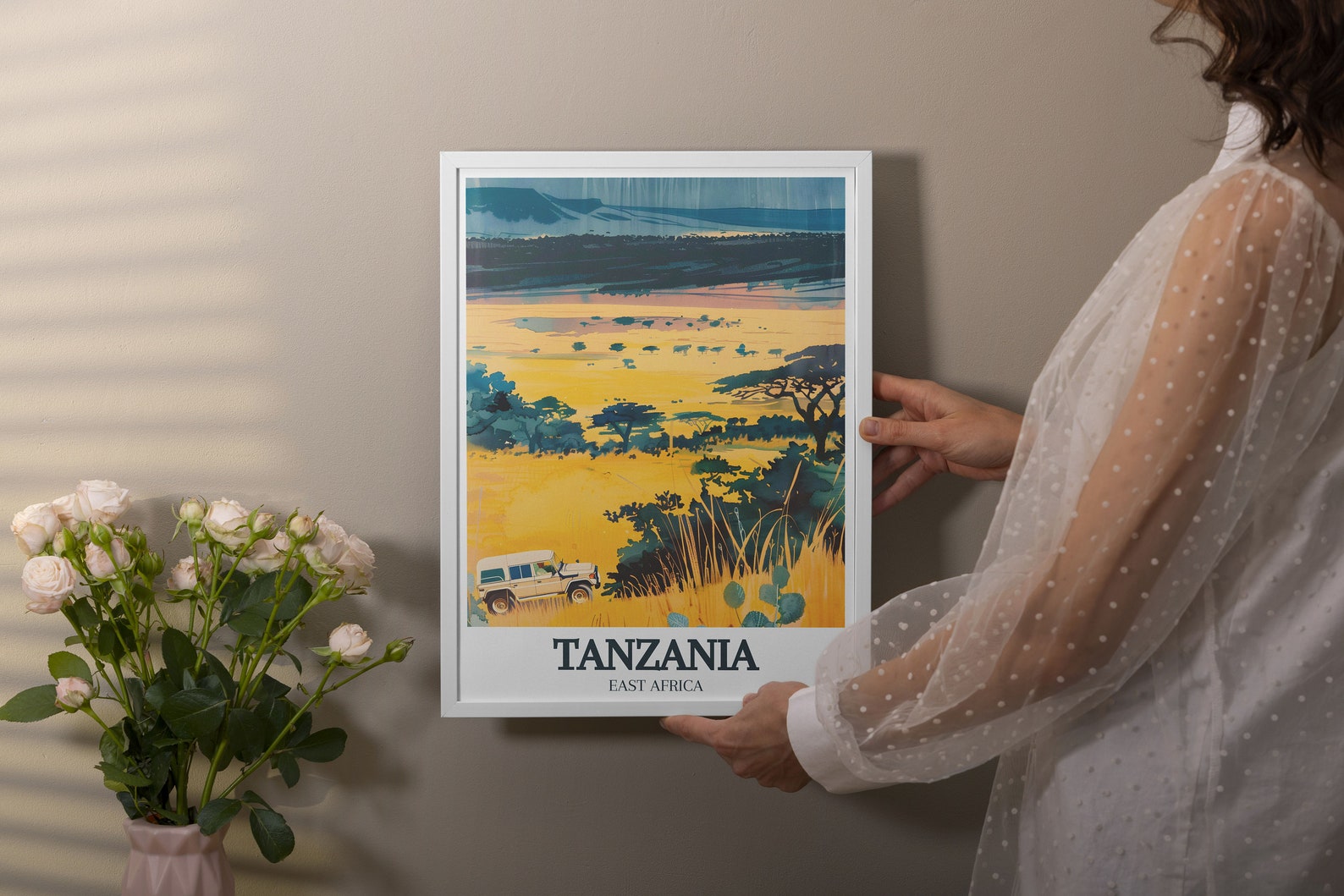 Tanzania Travel Poster - Ngorongoro Crater and Dar Es Salaam Posters ...