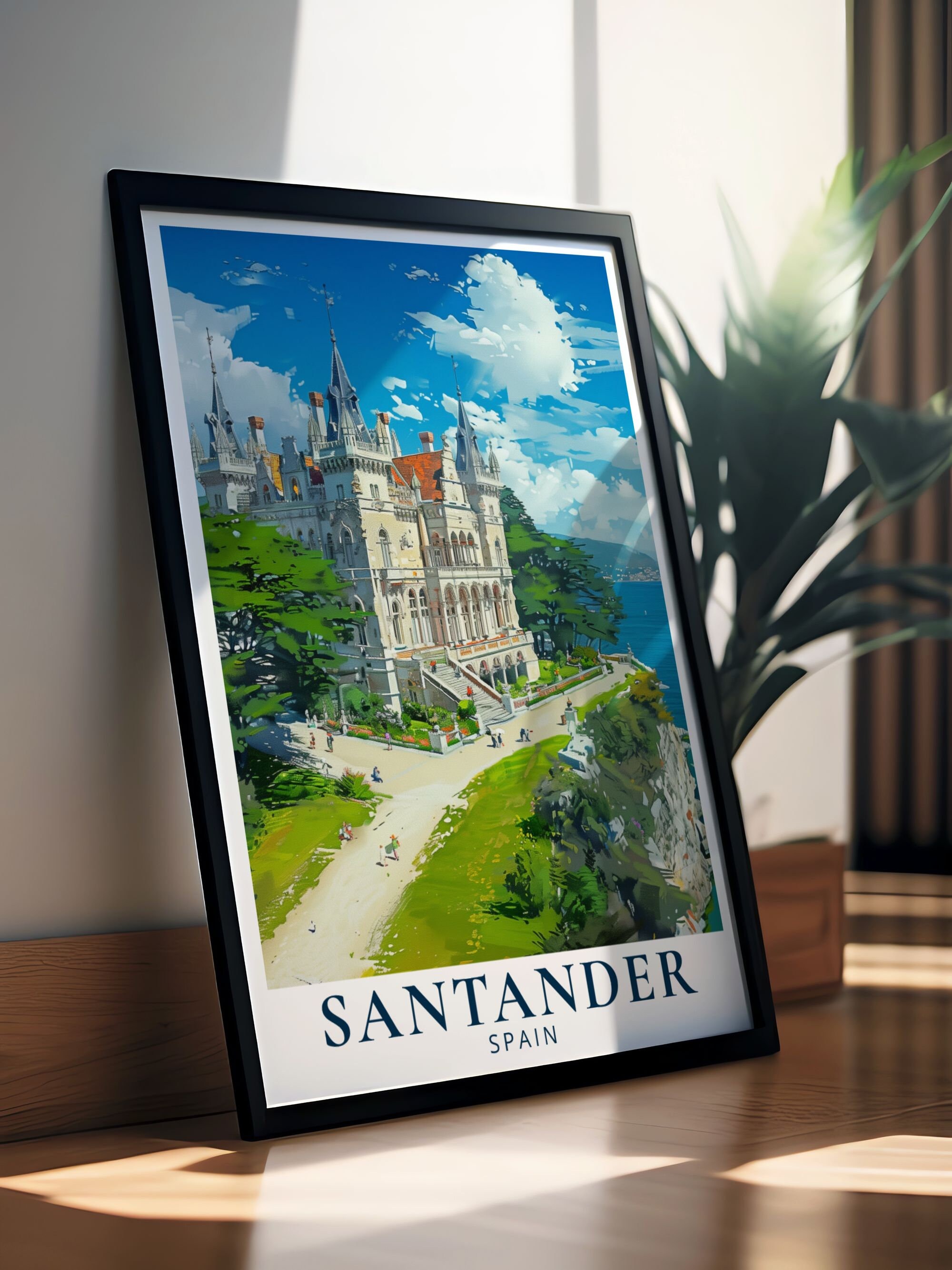 Santander Travel Poster - Palacio De La Magdalena Posters and Prints ...