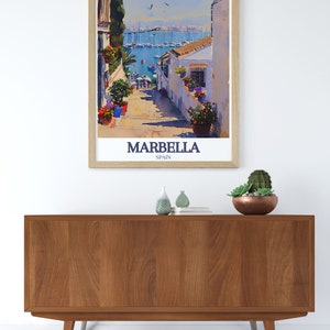 Marbella Travel Poster - Marbella Old Town and Marina Art Print ...