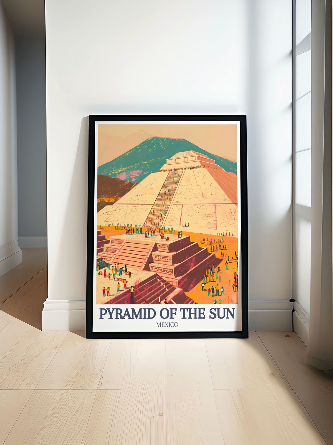 Pyramid of the Sun Travel Poster - Teotihuacán Quetzalcoatl Temple ...
