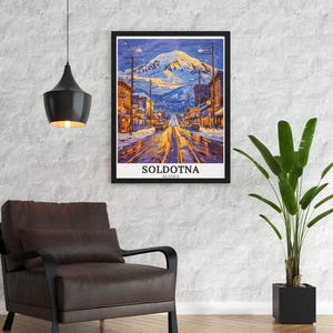 Soldotna Travel Print Mt. Redoubt Volcano Wall Decor Soldotna Town Home ...
