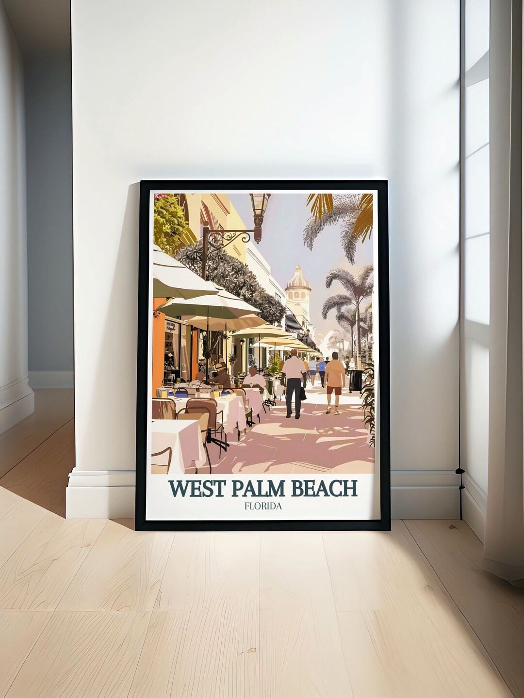 West Palm Beach Artwork - Downtown Worth Avenue With Florida Travel Art ...