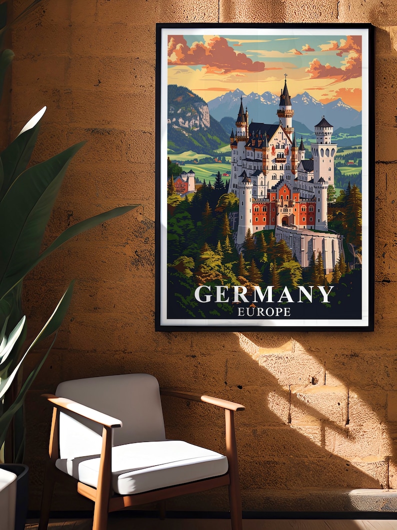 Germany Prints Neuschwanstein Castle Art and Europe Travel Poster ...