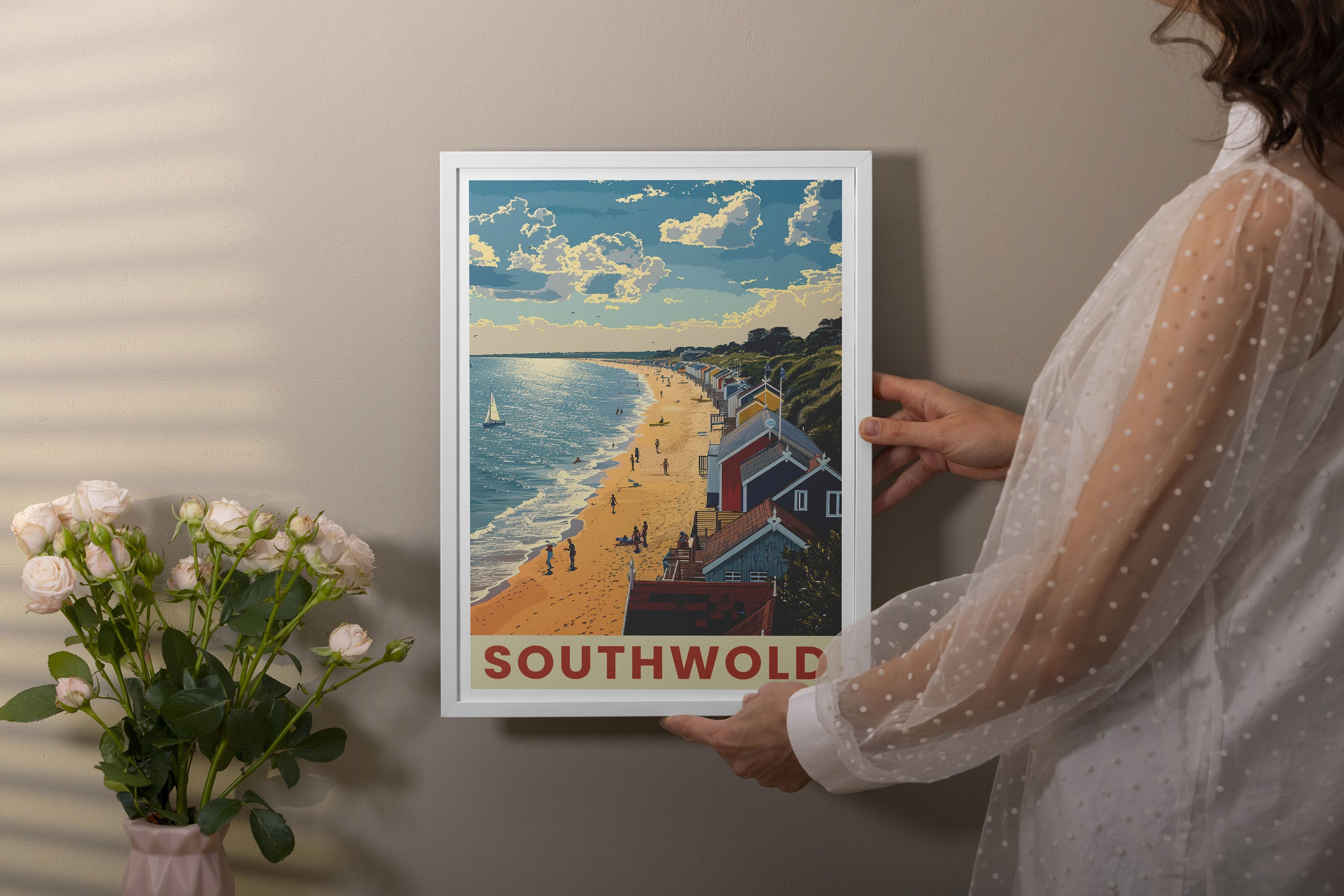 Southwold Poster and Beach Huts Art Southwold Pier and Vintage Travel ...