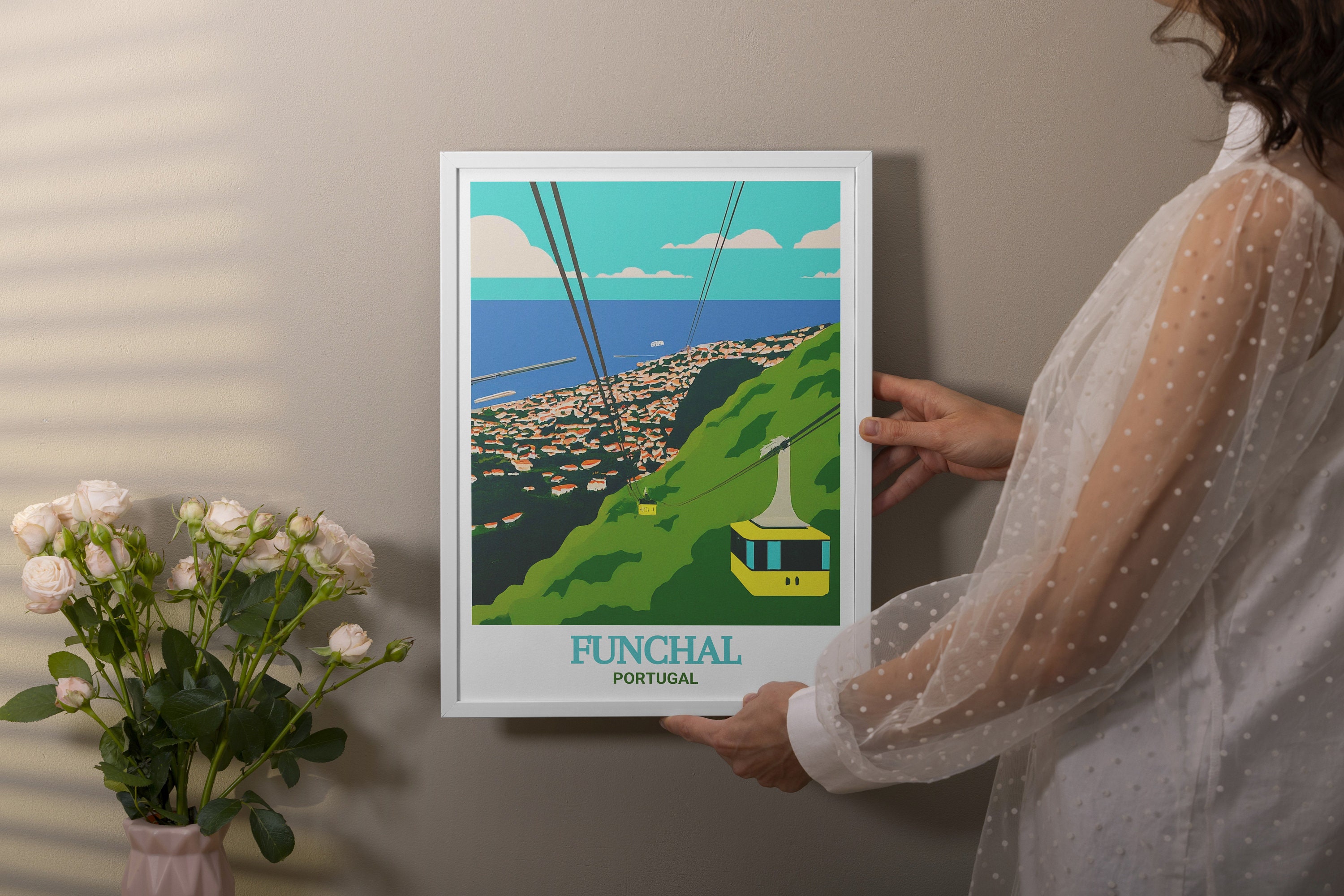 Funchal Travel Posters Funchal Cable Car Art Collection Madeira Wall ...
