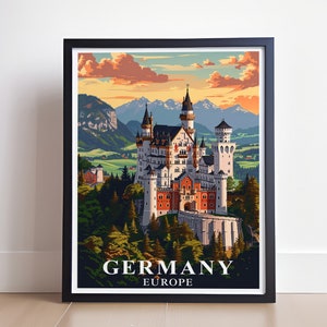 Germany Prints - Neuschwanstein Castle Art and Europe Travel Poster ...