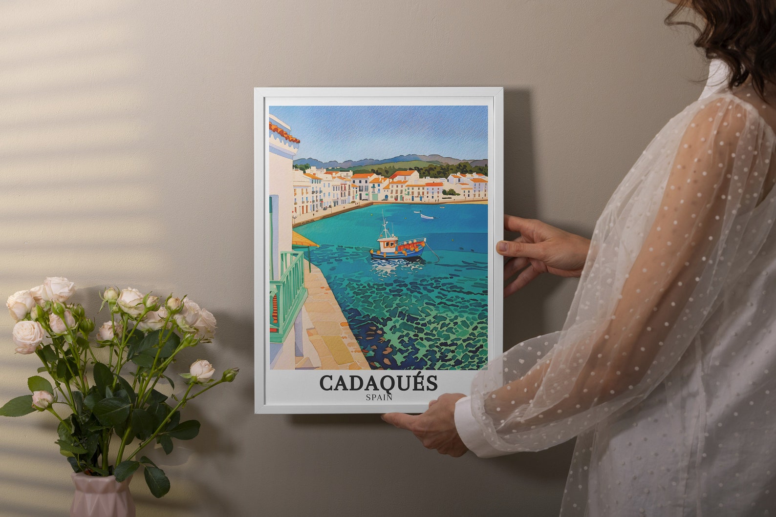 Cadaqués Travel Art - Cadaqués Harbour Pyrenees Posters - Spain Wall ...