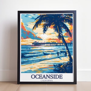 Oceanside Travel Poster - Oceanside Beach and Pier Prints - Oceanside ...