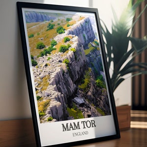 Mam Tor Landslip Print - the Great Ridge & Mam Tor Vintage Print - Mam ...