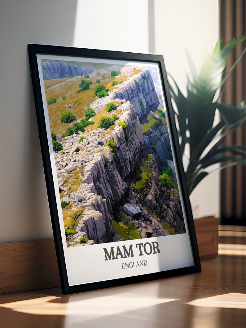 Mam Tor Landslip Print - the Great Ridge & Mam Tor Vintage Print - Mam ...