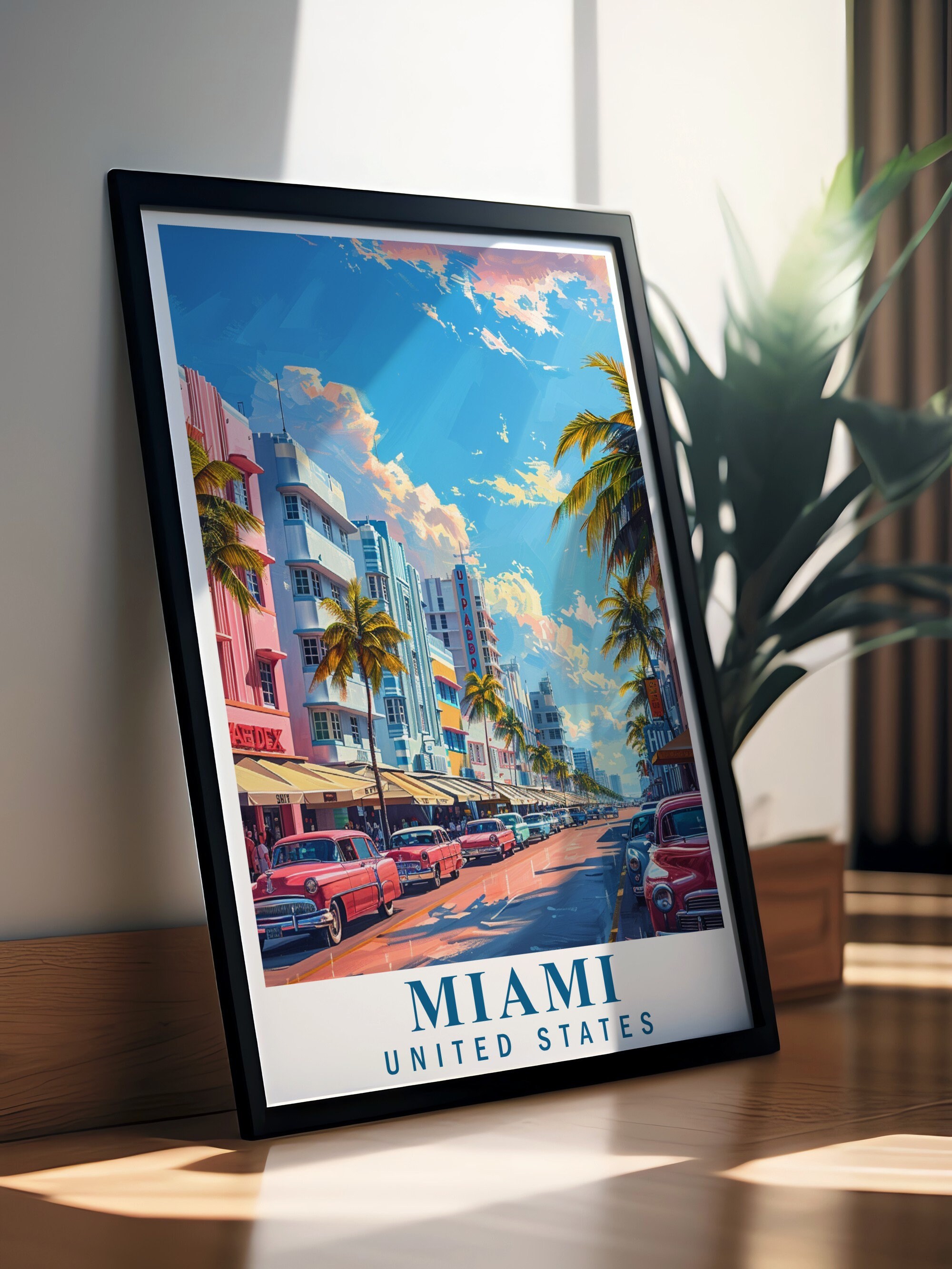 Miami Print - Art Deco District Poster - Miami Beach Architectural ...
