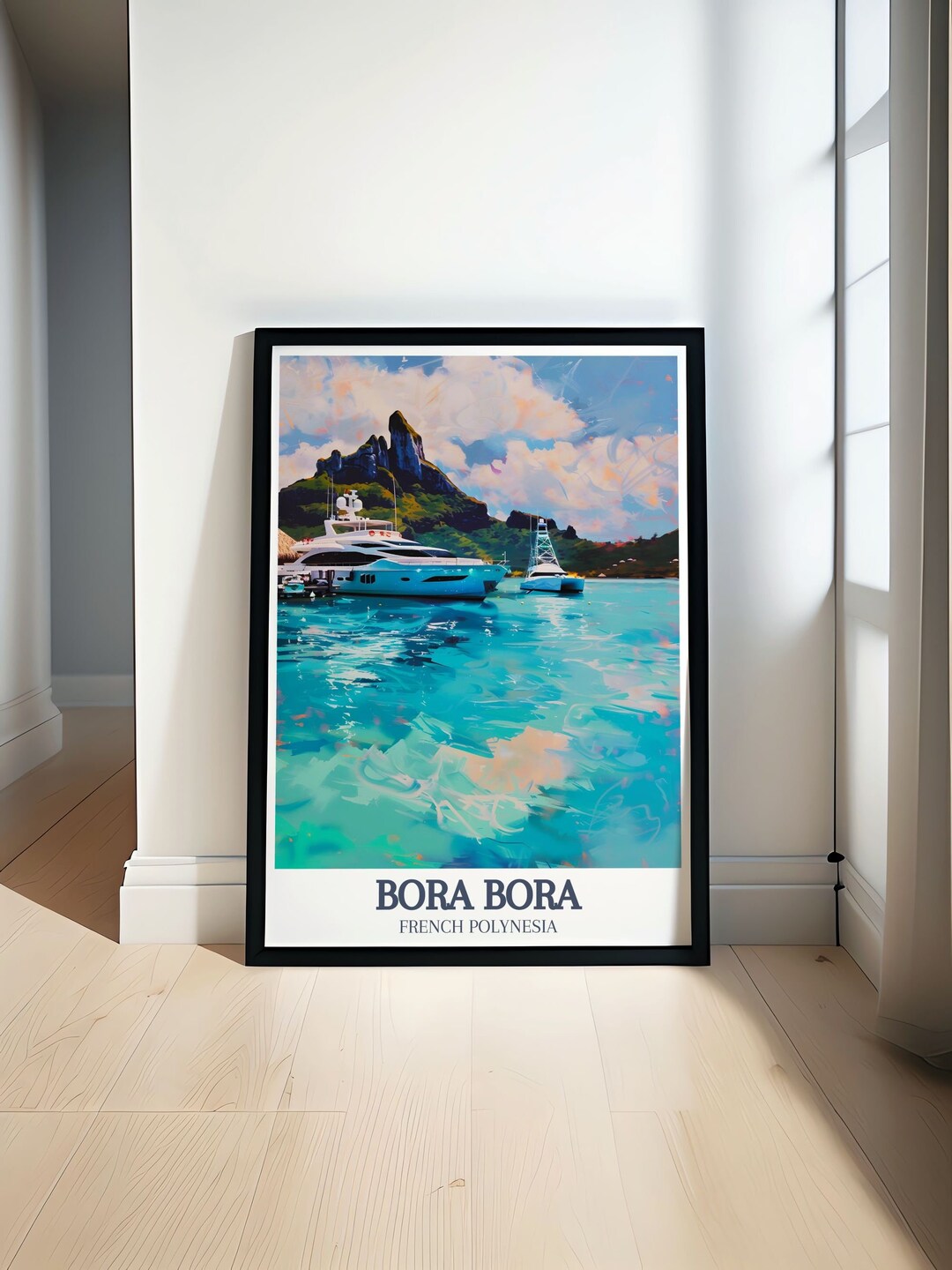 Bora Bora Travel Poster - Mount Otemanu Yacht Club Travel Poster - Bora Bora Wall Art - Mount ...