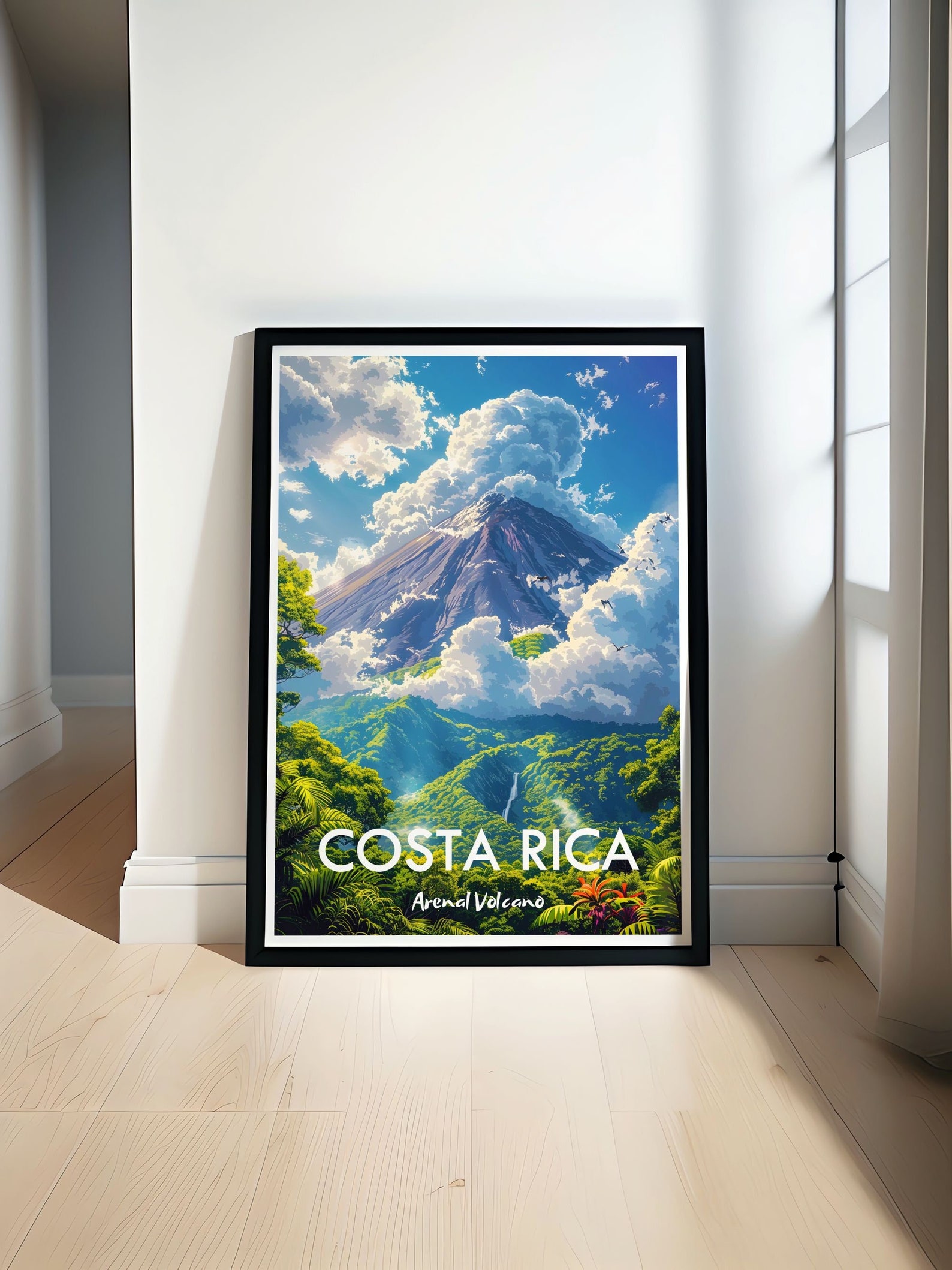 Costa Rica Art Collection Arenal Volcano Travel Posters stunning Wall ...