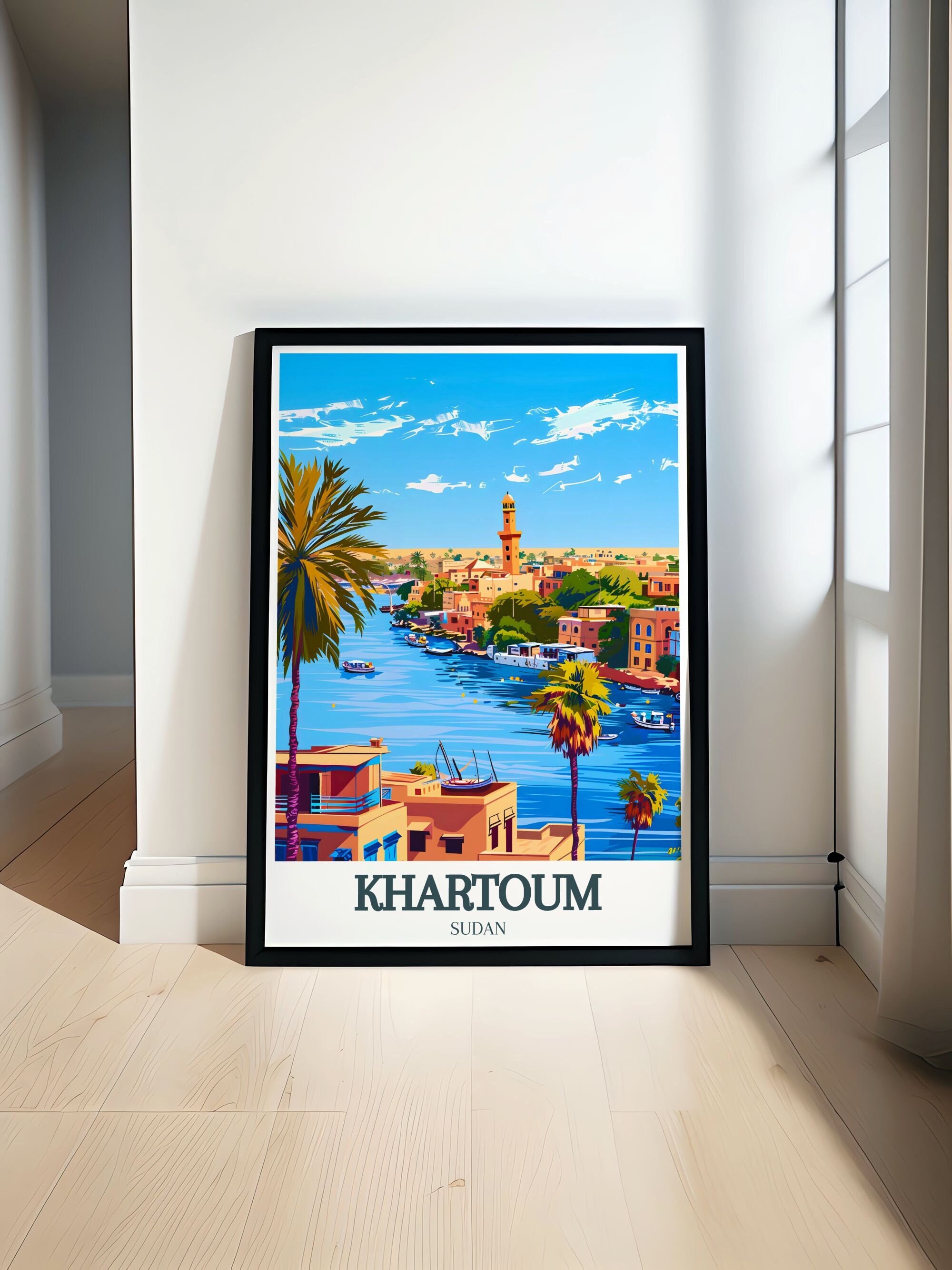 Khartoum Wall Art Khartoum City Center Nile River Travel Poster ...