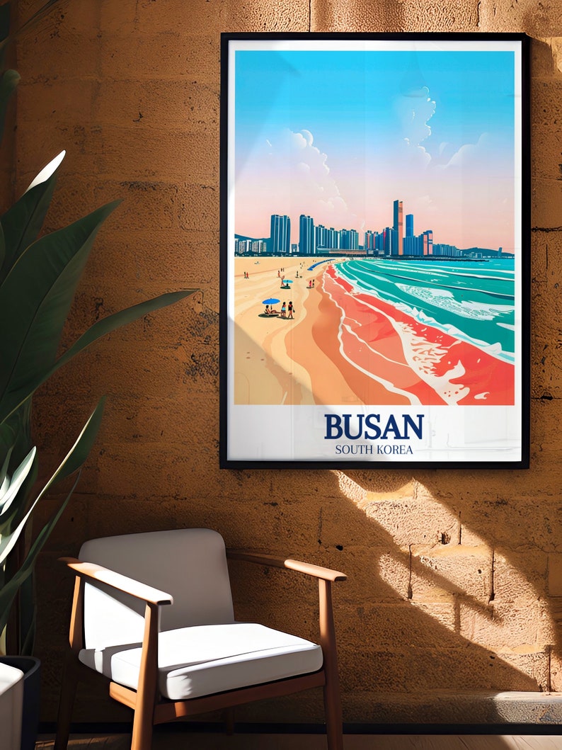 Busan Travel Print - Haeundae Beach and Haeundae-gu Skyline Travel ...