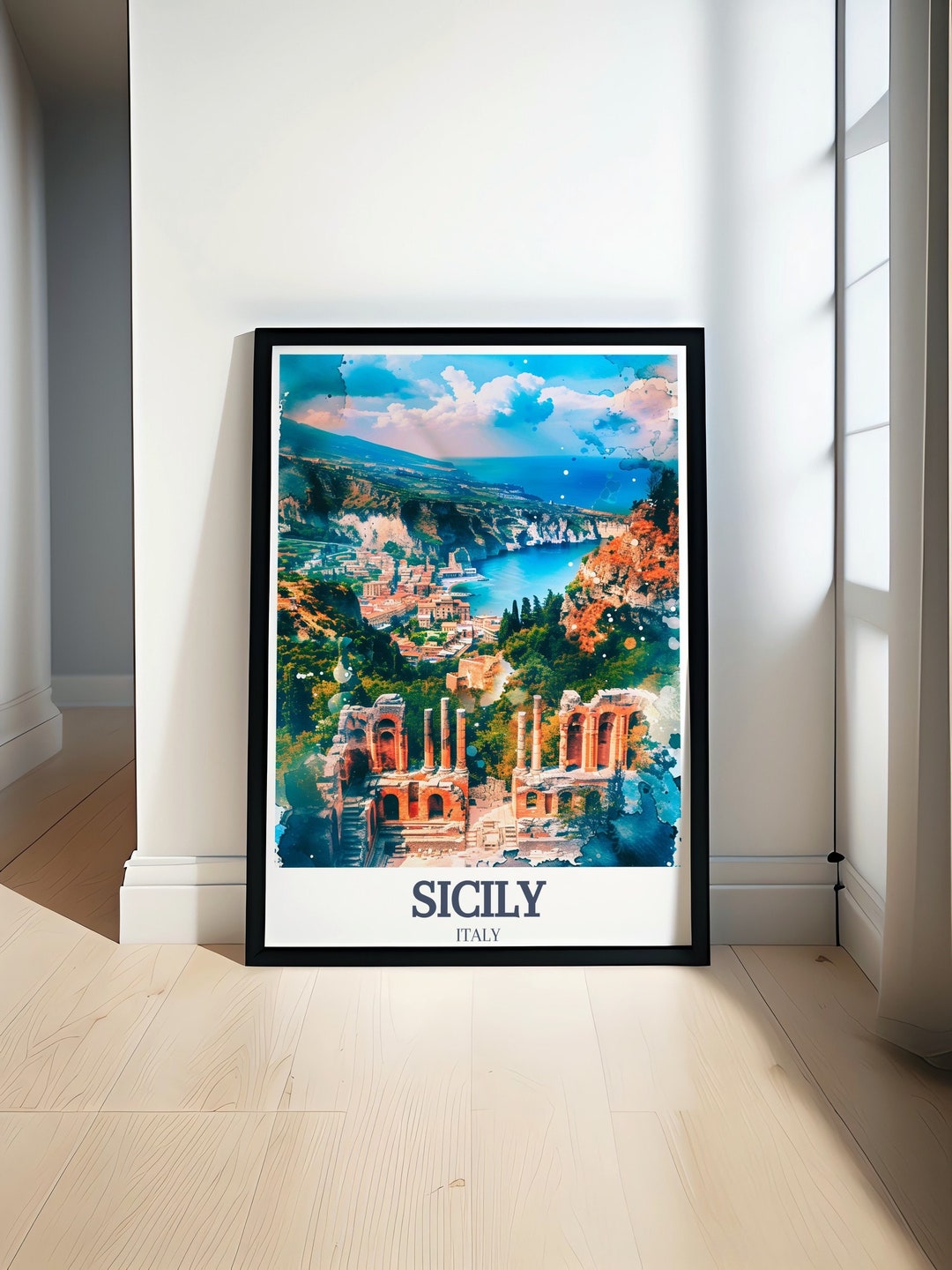 Sicily Art - Sicily Print - Sicily Poster - Taormina Print - Sicily ...