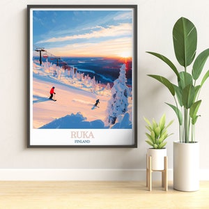 Ruka Finland Print - Ruka Ski Slopes Poster - Finland Travel Print ...