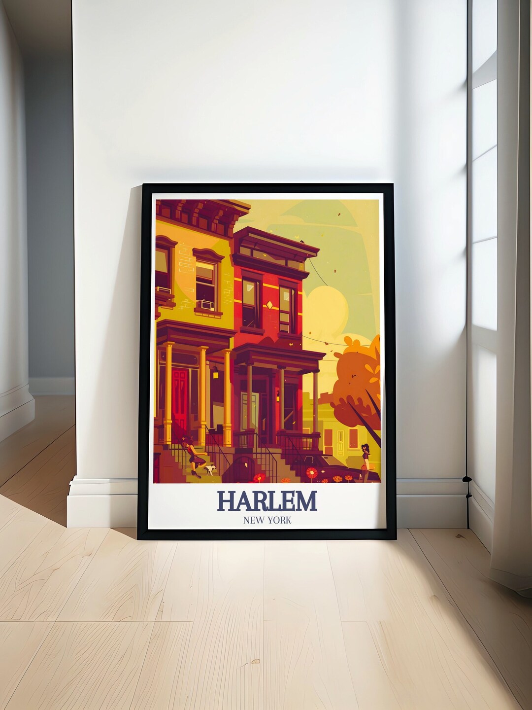 Harlem Poster - Framed Brownstones Print - East Harlem Canvas Print ...