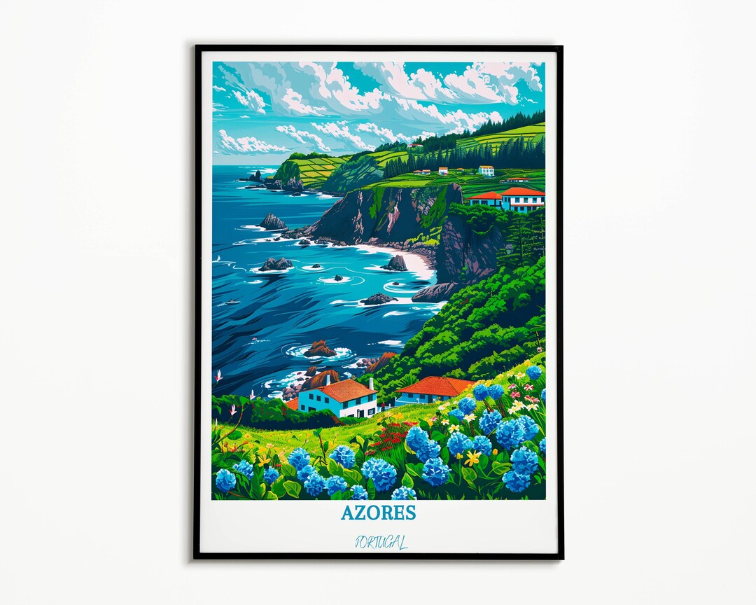 Azores Travel Print, Vintage Poster, Azores Art, Azores Poster, Azores ...