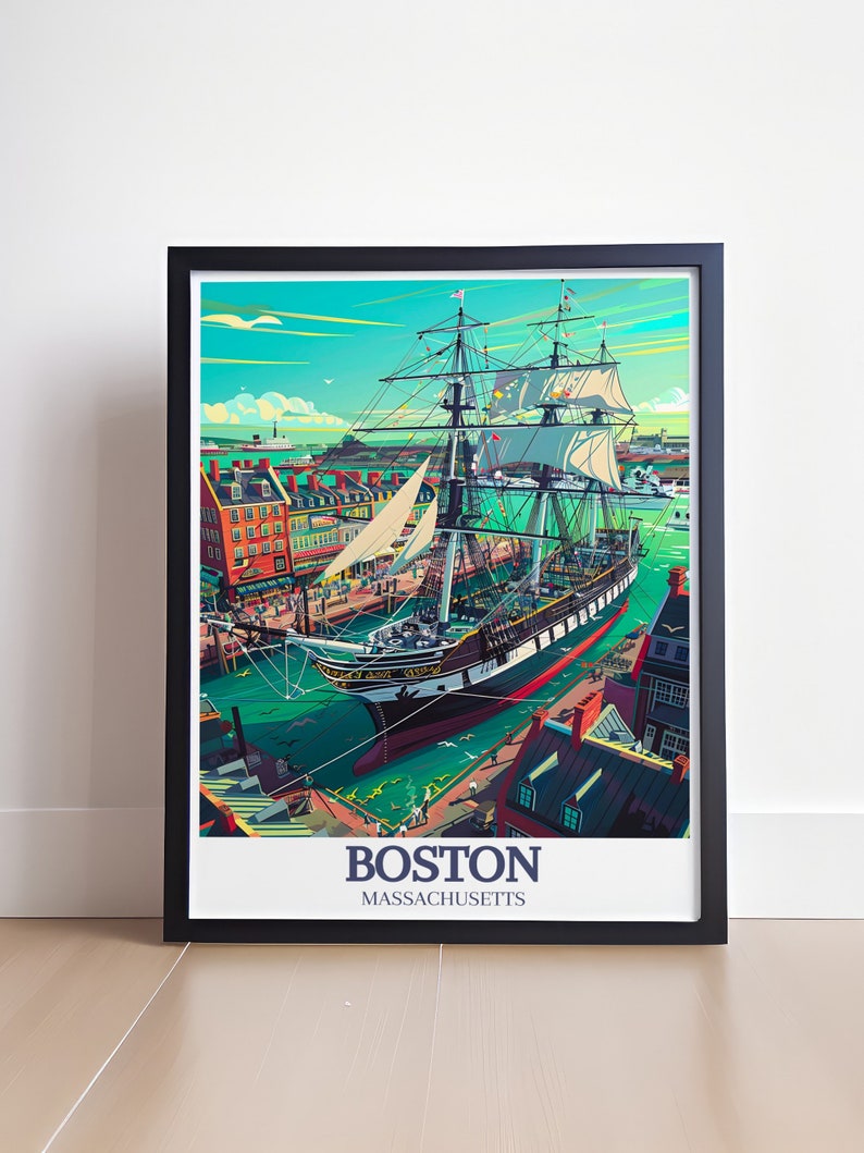 Boston Poster - Framed USS Constitution Print - Boston Harbor Canvas ...