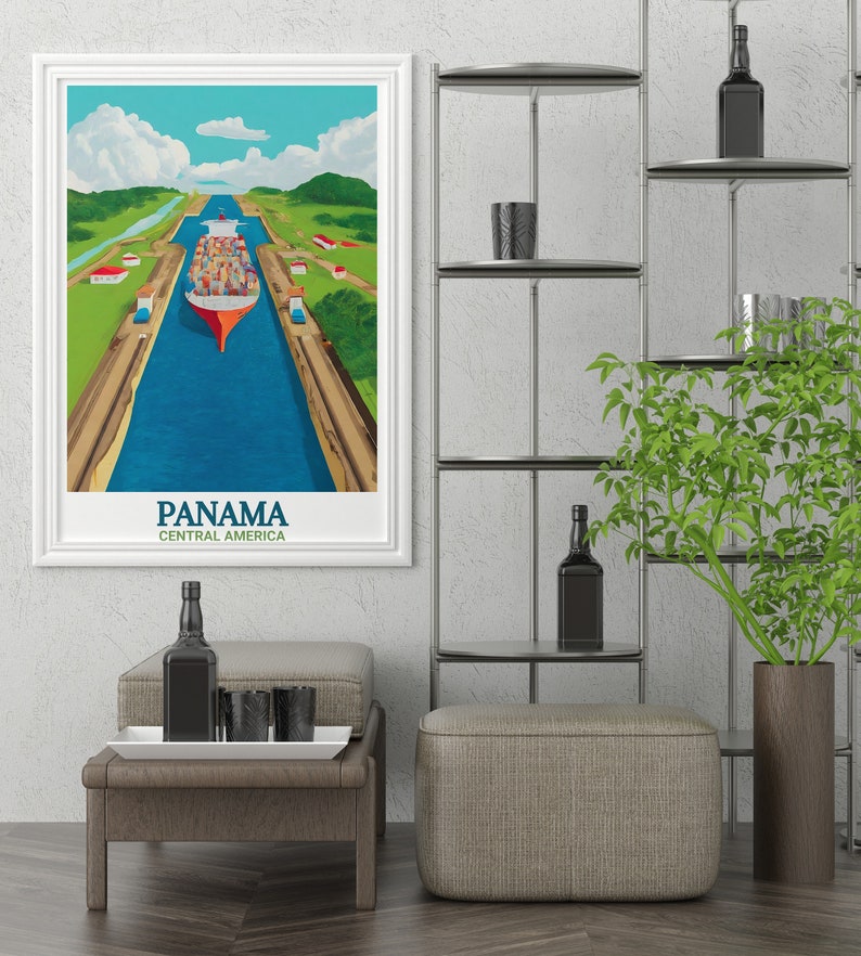 Panama Canal Wall Art, Miraflores Locks Poster, Panama City Print ...