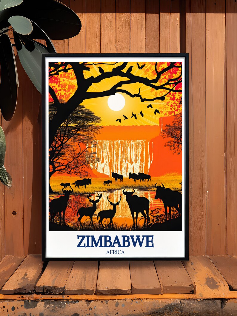 Zimbabwe Travel Posters - Hwange Park Majesty Poster - Victoria Falls ...