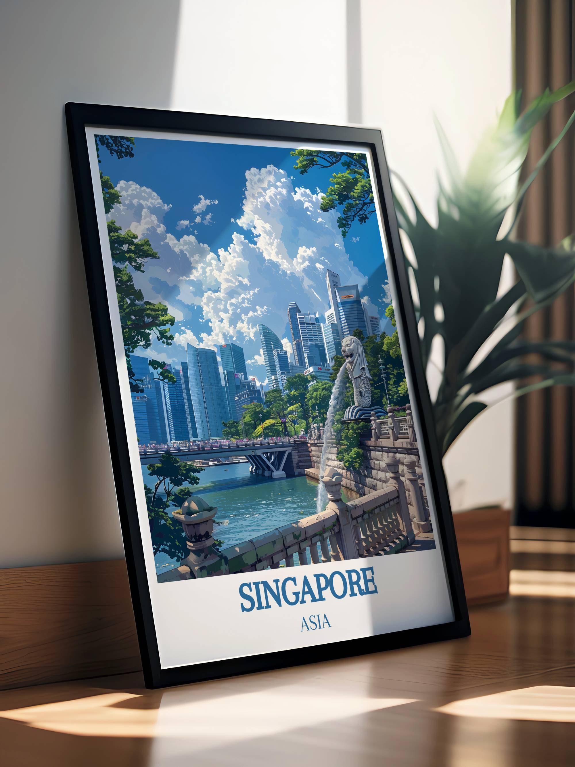 Singapore Poster-singapore Art-merlion Park Print-singapore Wall Art ...