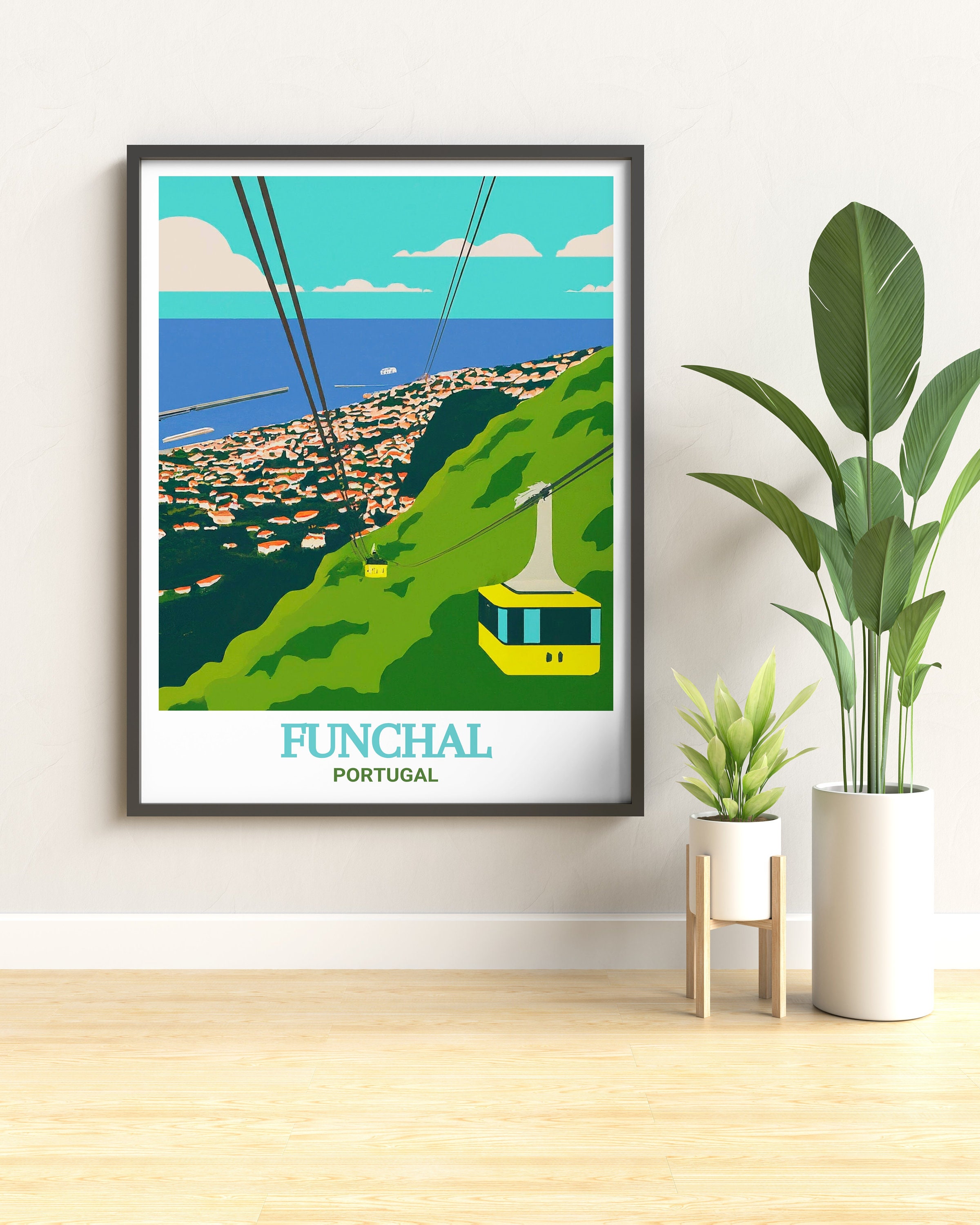 Funchal Travel Posters Funchal Cable Car Art Collection Madeira Wall ...
