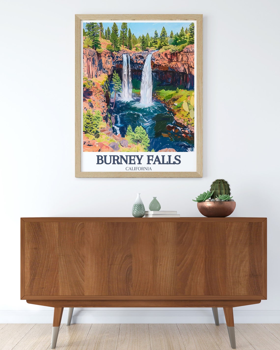 Burney Falls Travel Poster Burney Falls and Pacific Crest Trail With ...