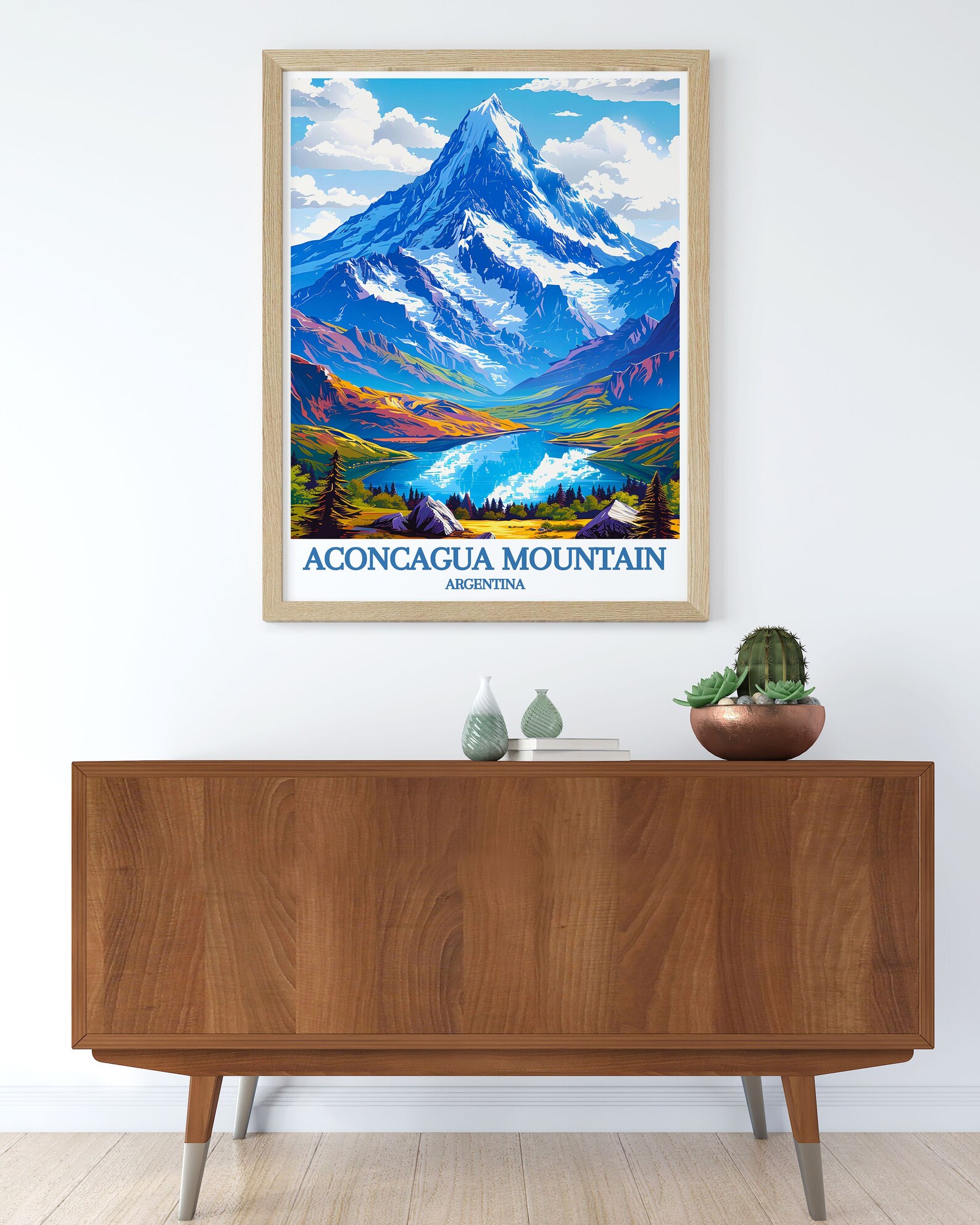 Aconcagua Mountain Travel Print - Andes Mountain Range Travel Poster ...