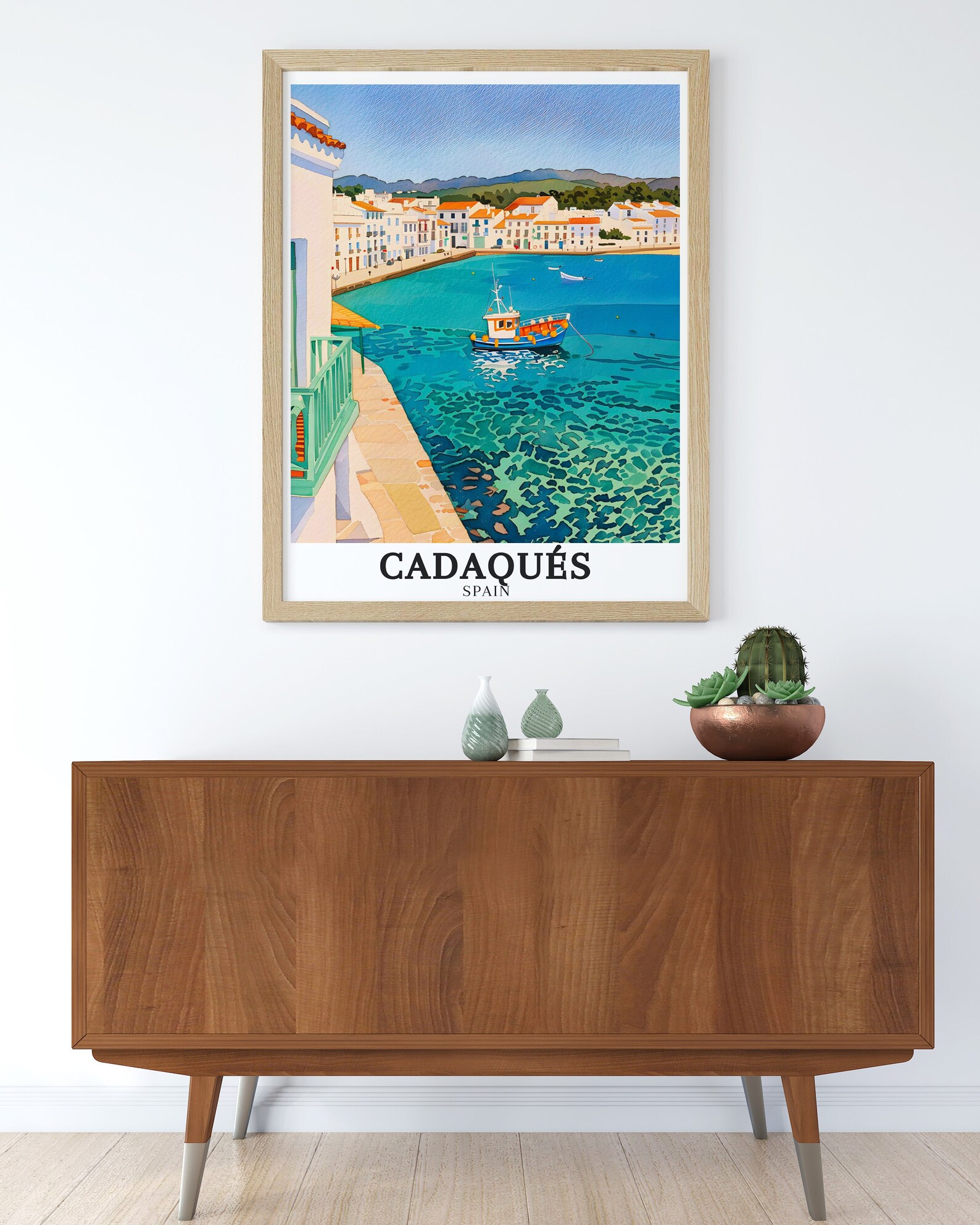 Cadaqués Travel Art - Cadaqués Harbour Pyrenees Posters - Spain Wall ...