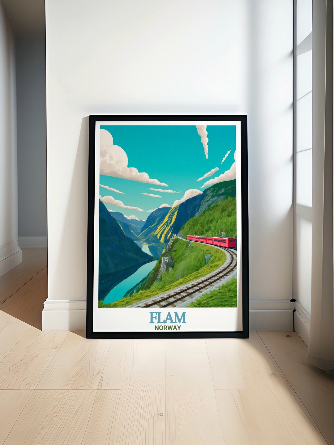 Flam Travel Poster - Flåmsbana Decor and Art Prints - Flam Posters and ...