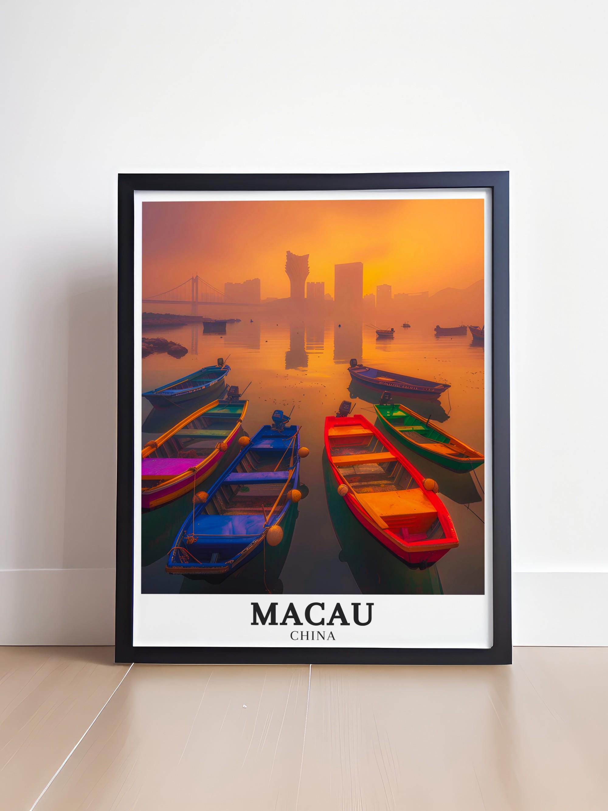Macau Art - Macau Outer Harbour, Macau Skyline - South China Sea Poster ...