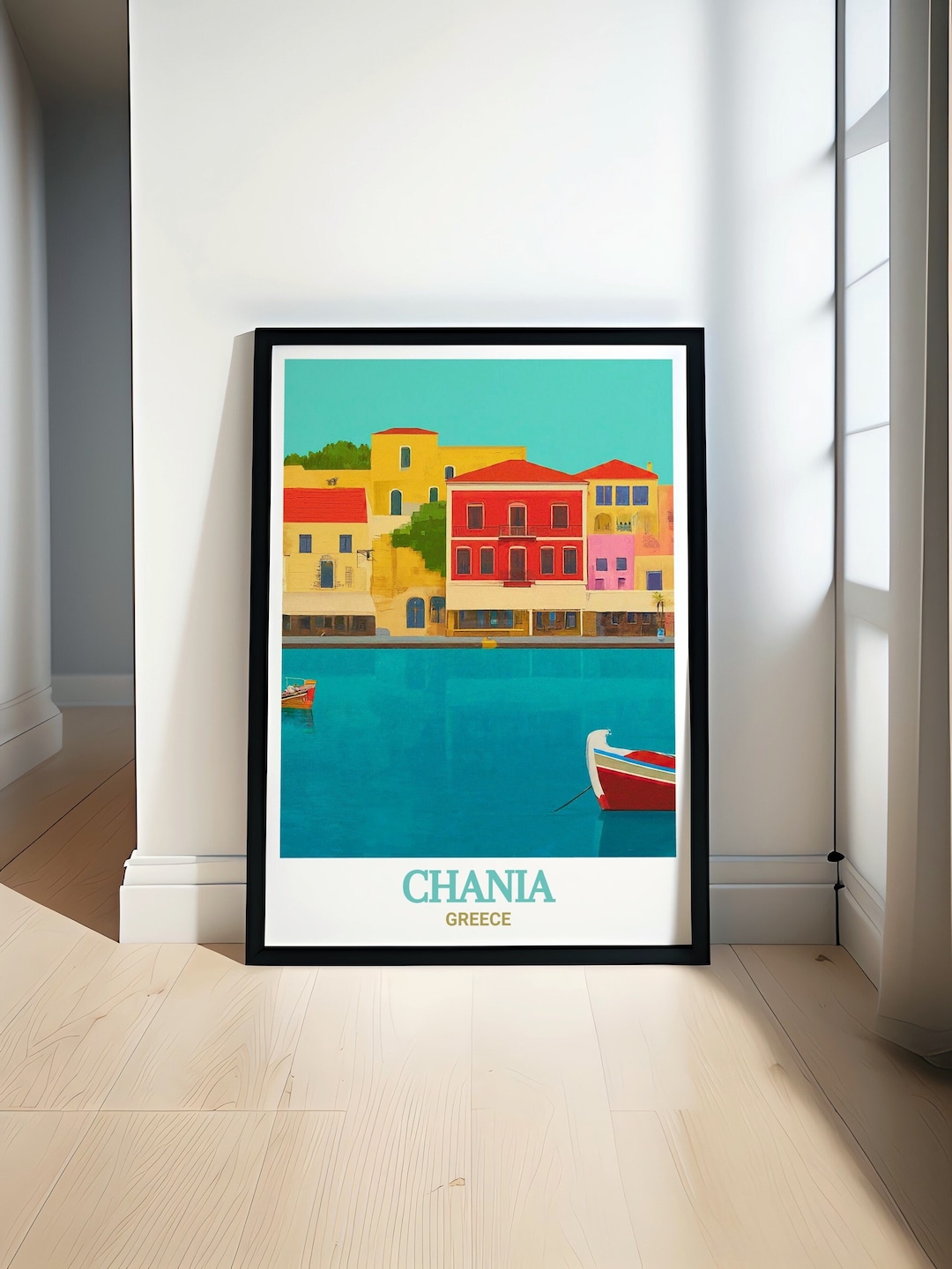 Chania Art Deco Posters - Venetian Harbor Travel Canvas Wall Art ...
