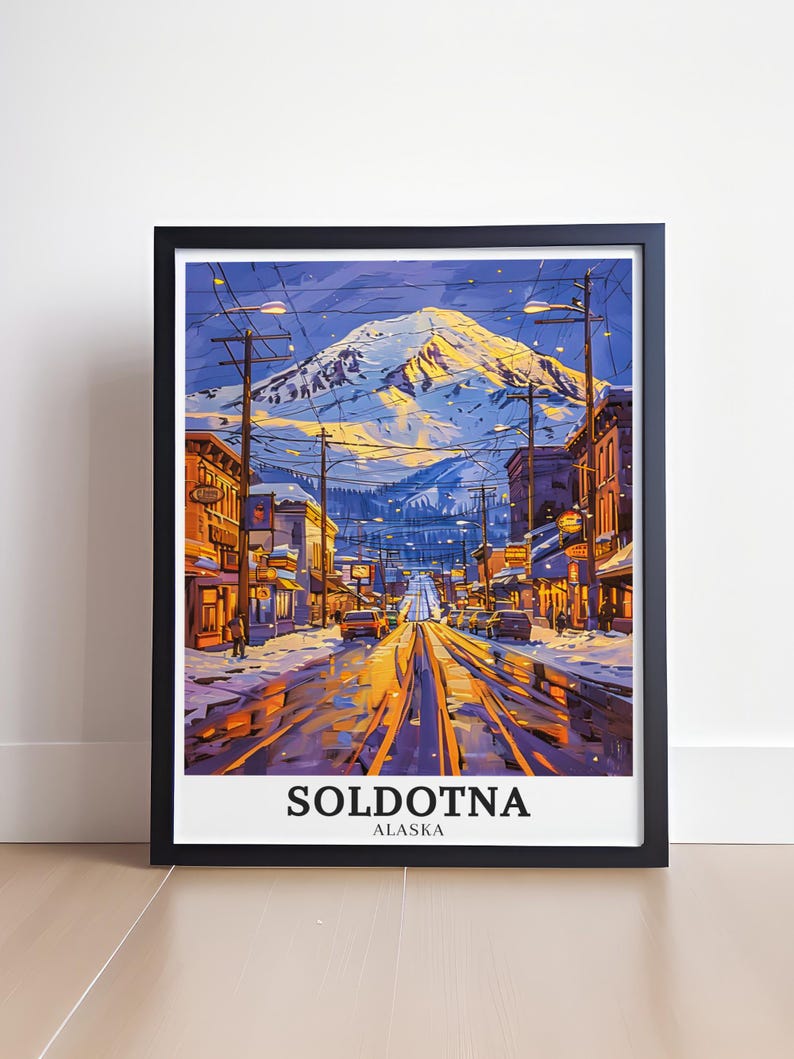 Soldotna Travel Print Mt. Redoubt Volcano Wall Decor Soldotna Town Home ...