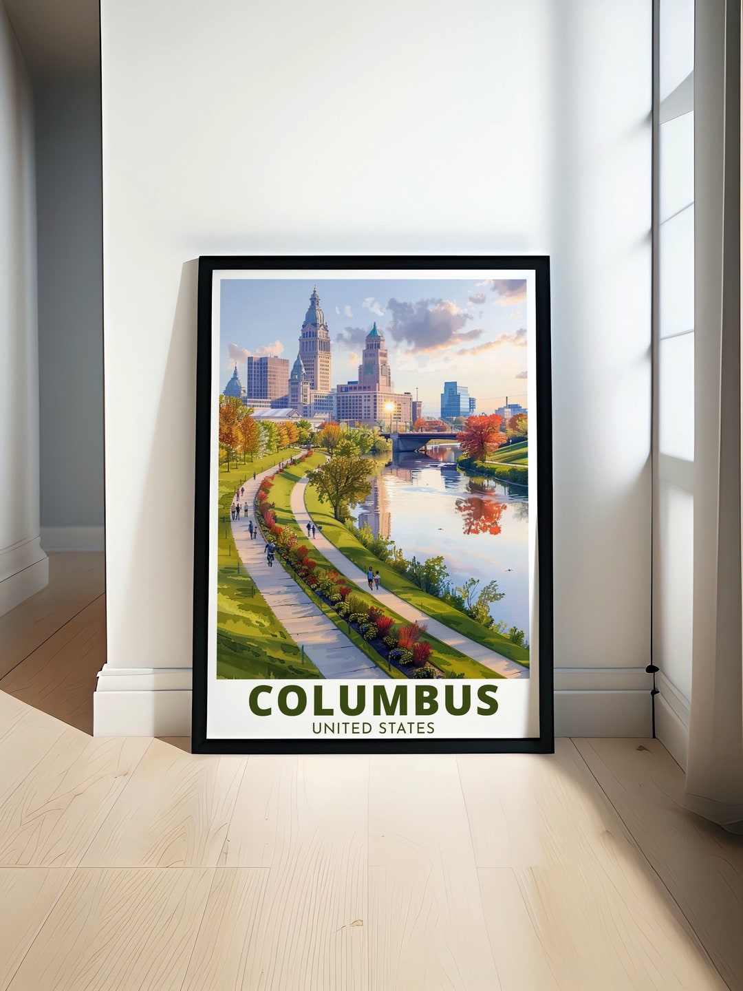Columbus Wall Art - Framed Scioto Mile Poster - Columbus Canvas Print ...
