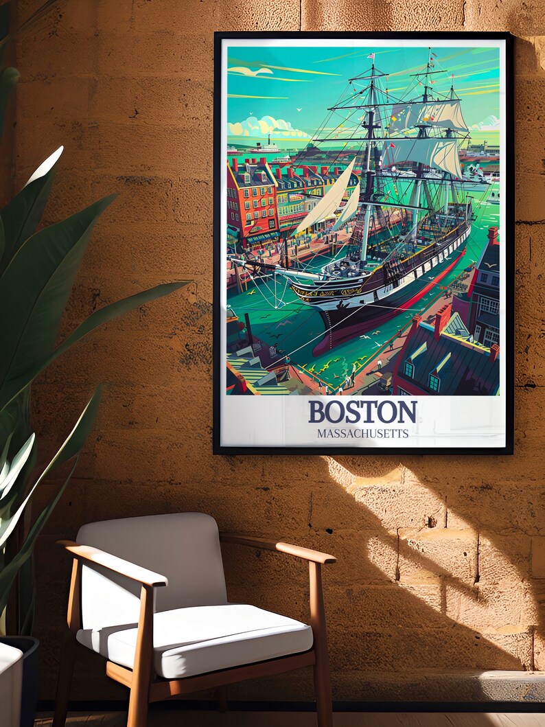 Boston Poster - Framed USS Constitution Print - Boston Harbor Canvas ...