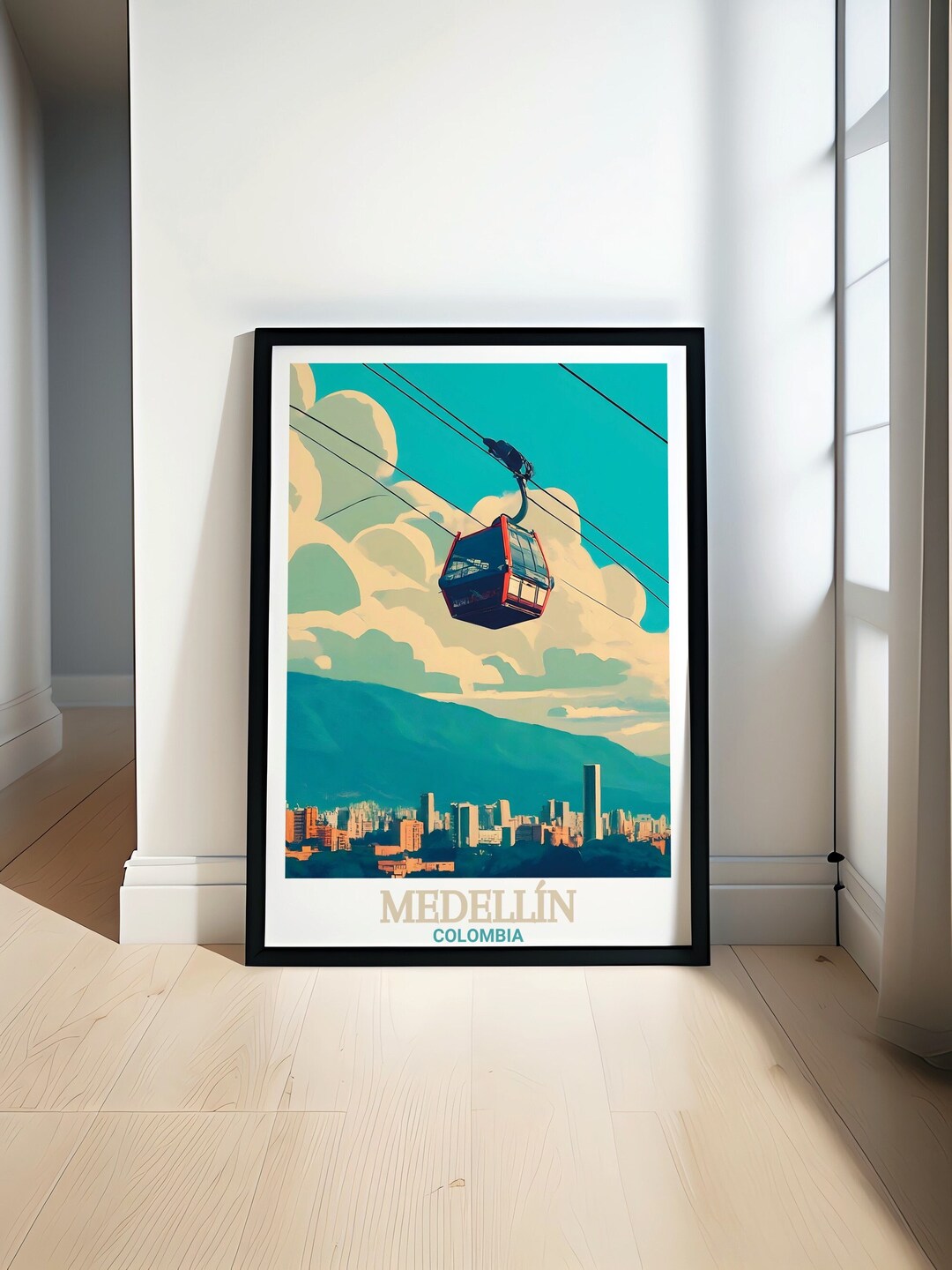 Medellín Travel Print - Metrocable Poster and Vintage Art - Medellín ...