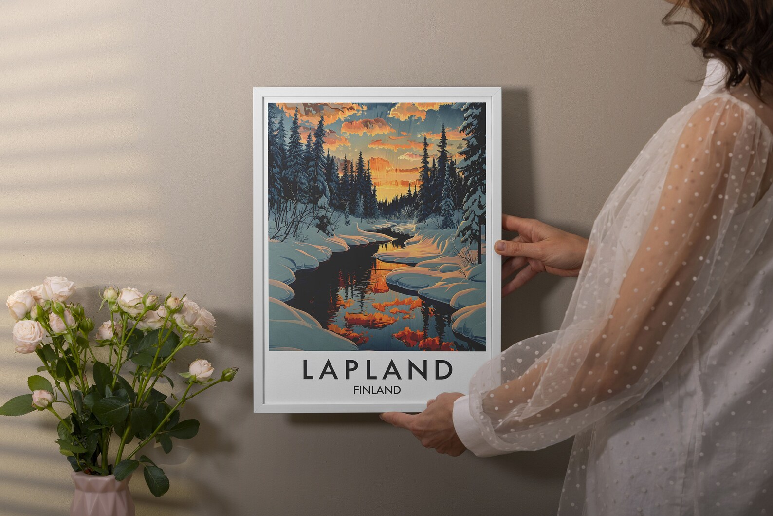 Lapland Poster Ruka Finland Travel Print Arctic Wilderness Decor Ruka ...
