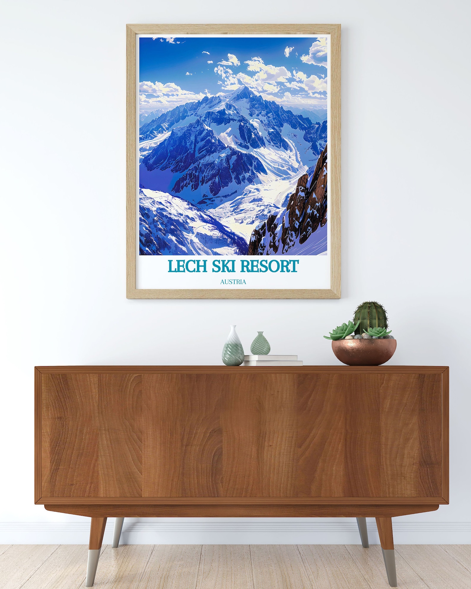 Explore the Lech Ski Resort Poster Collection - Retro Valluga Mountain ...
