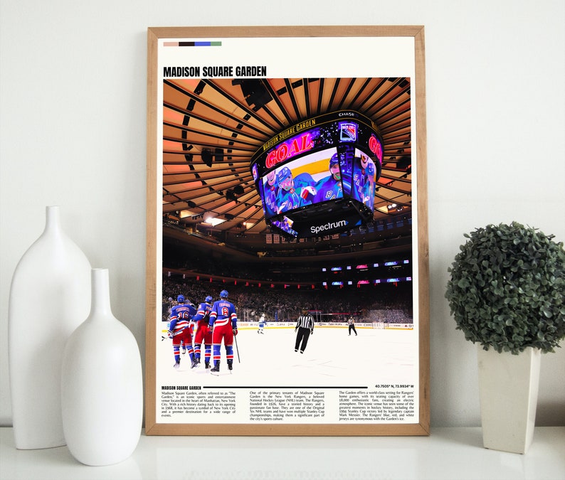 Madison Square Garden Print New York Rangers Poster NHL Art NHL Arena ...