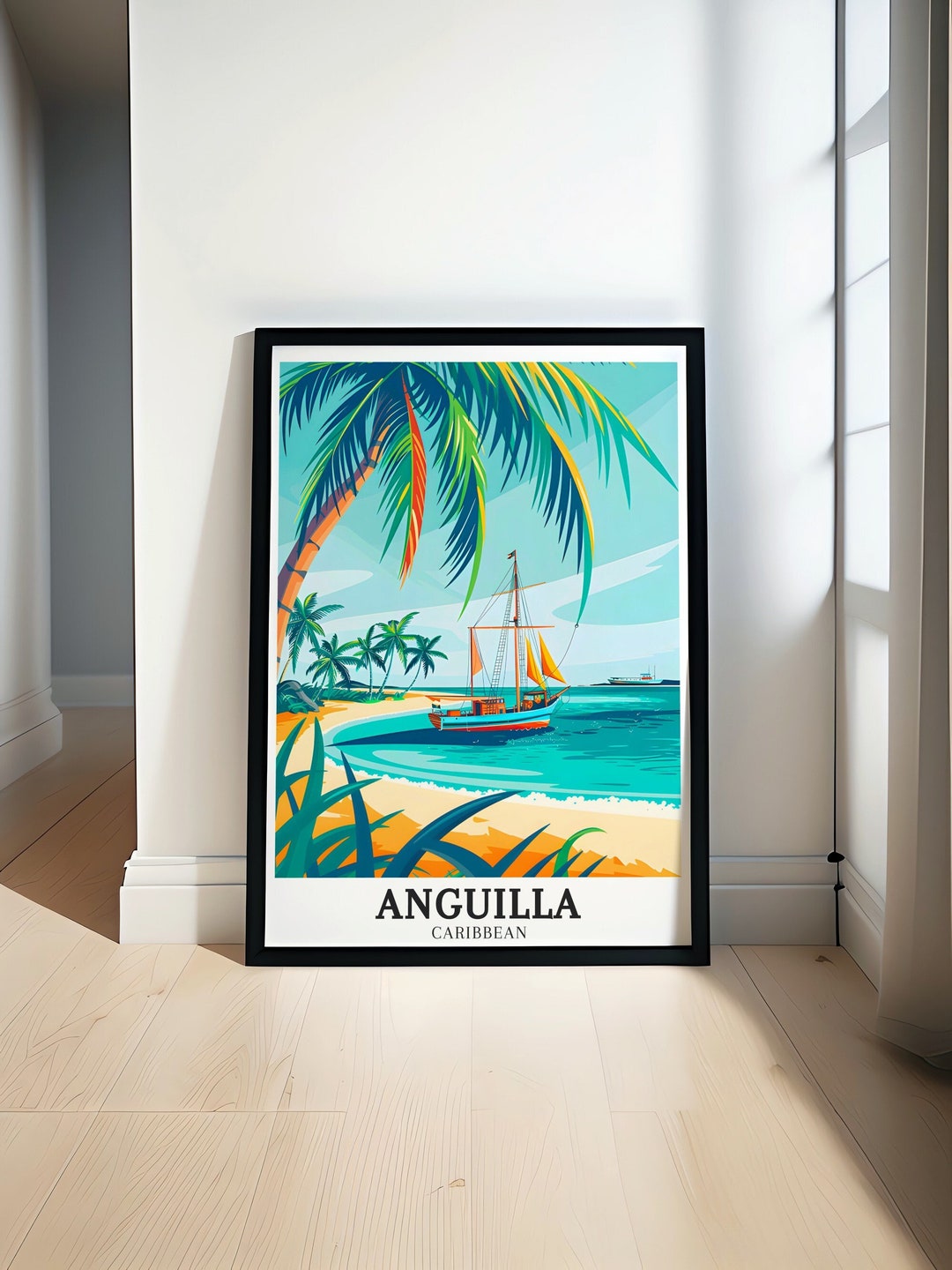 Anguilla Travel Art Little Bay Sandy Island Travel Art Print Little Bay ...